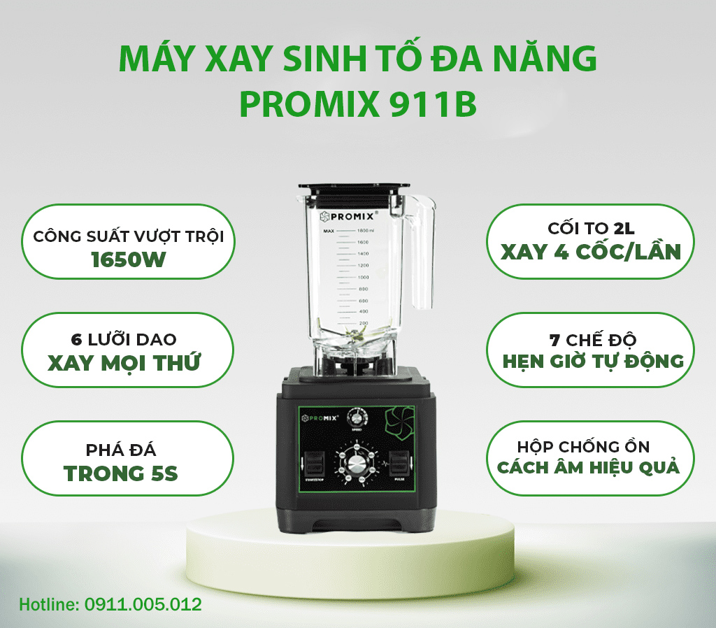 Máy xay sinh tố đa năng Promix 911B hiện đại, công suất lớn