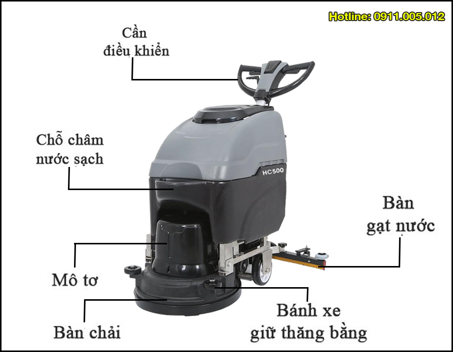 Máy lau chà sàn nhà HC500 đa năng, làm sạch đến 95%