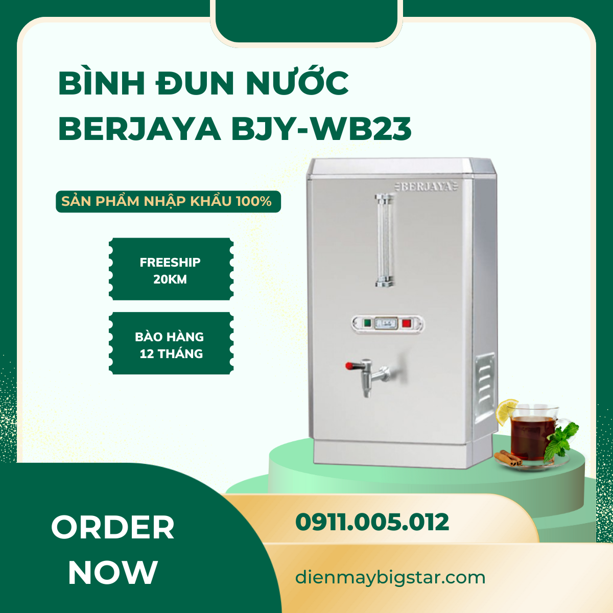 Bình đun nước Berjaya BJY-WB23 - Điện máy BigStar