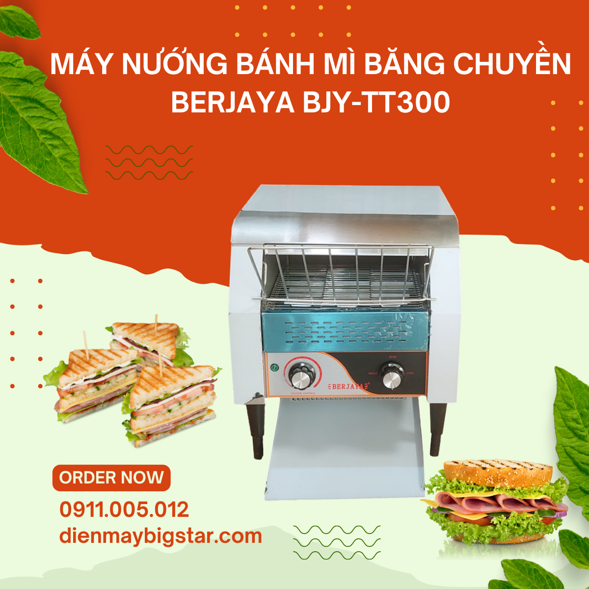 Máy nướng bánh mì băng chuyền Berjaya BJY-TT300 - Điện máy BigStar