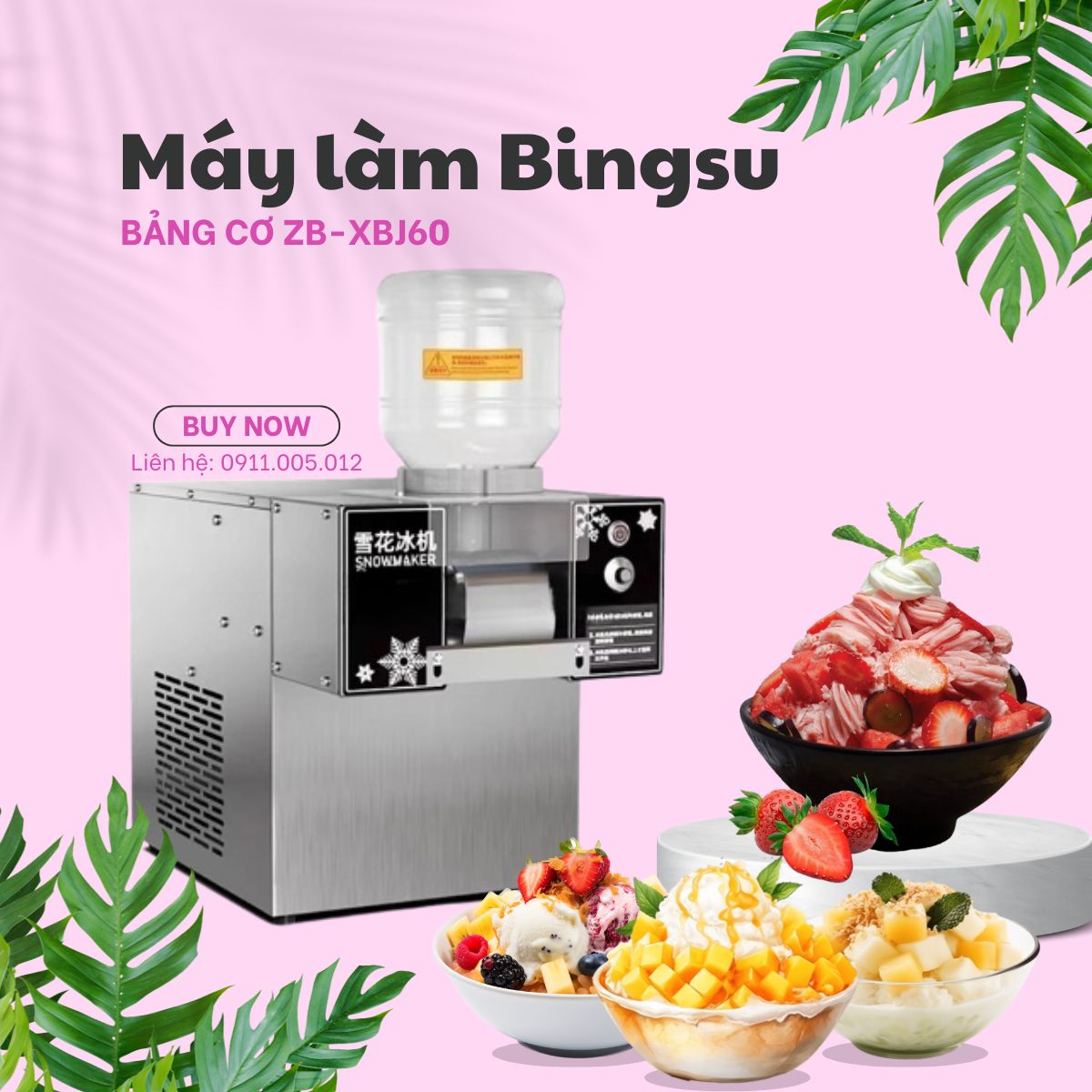 Máy làm Bingsu bảng cơ ZB-XBJ60 nhỏ gọn và hiện đại