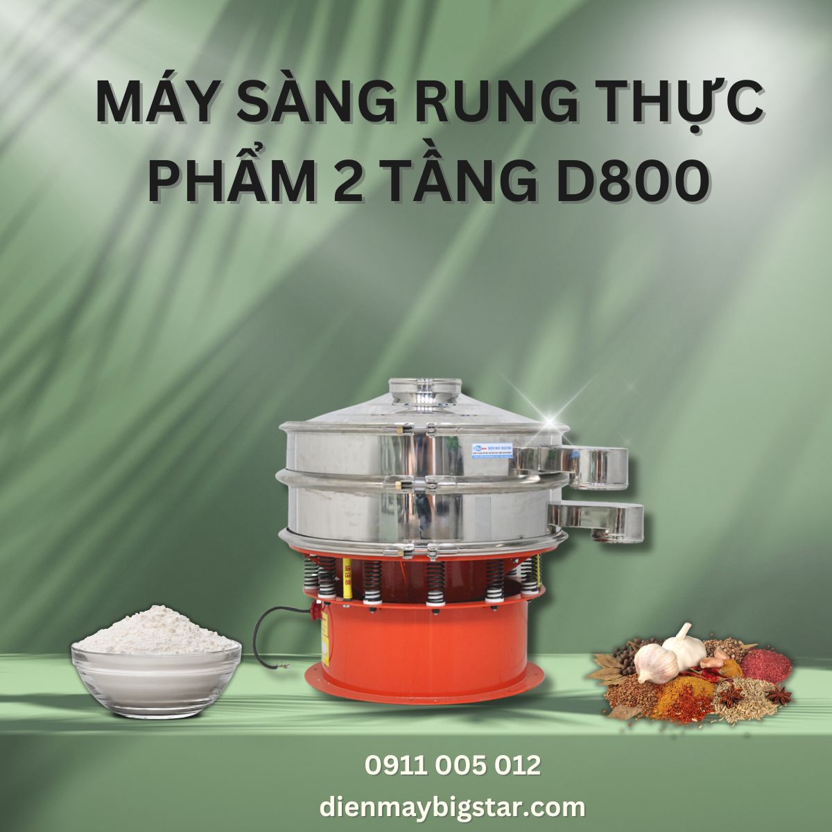 Máy sàng rung thực phẩm 2 tầng D800 công suất cao, giá rẻ