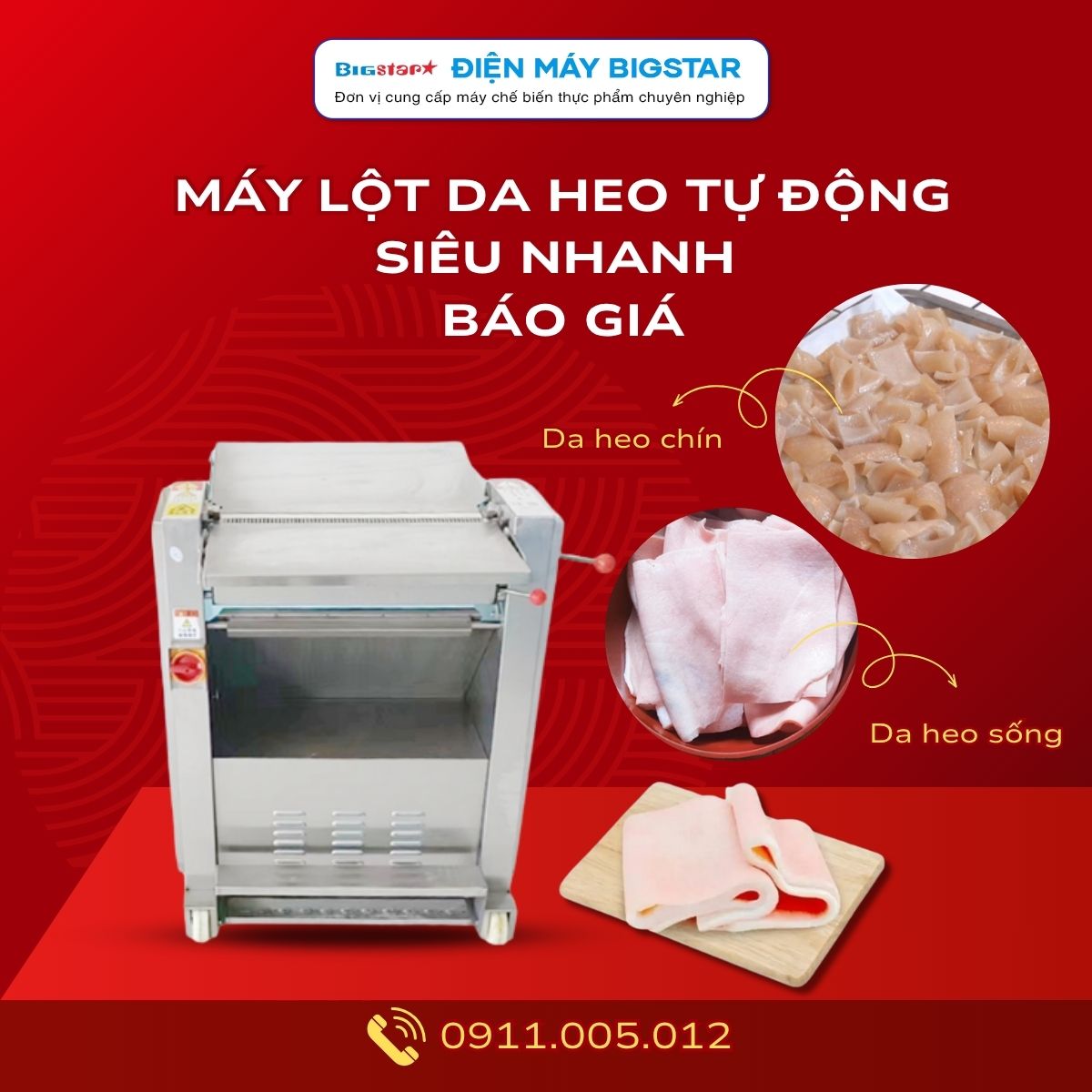 Máy lột da heo tự động siêu nhanh báo giá T05/2026