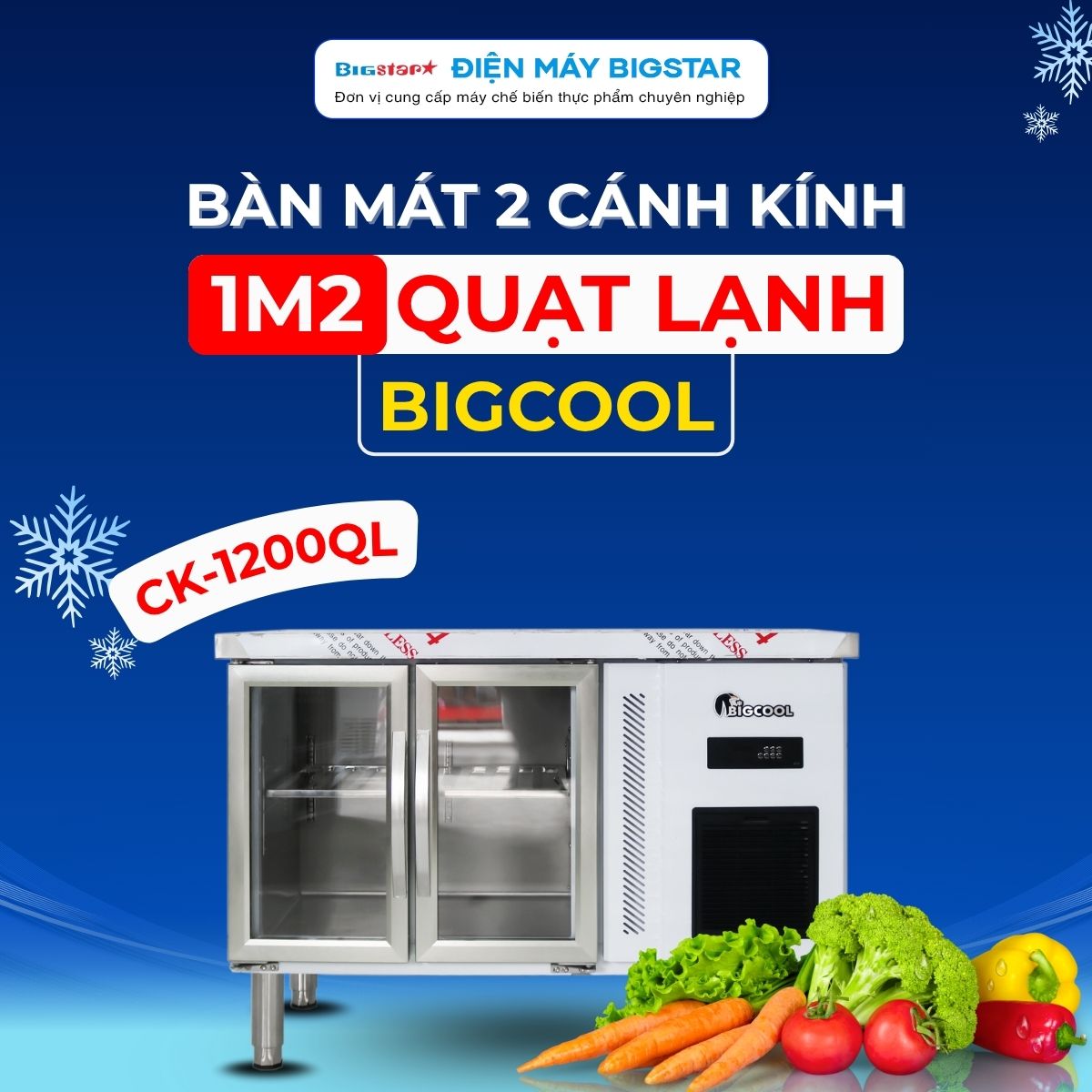 Bàn mát 2 cánh kính 1m2 quạt lạnh BigCool CK-1200QL